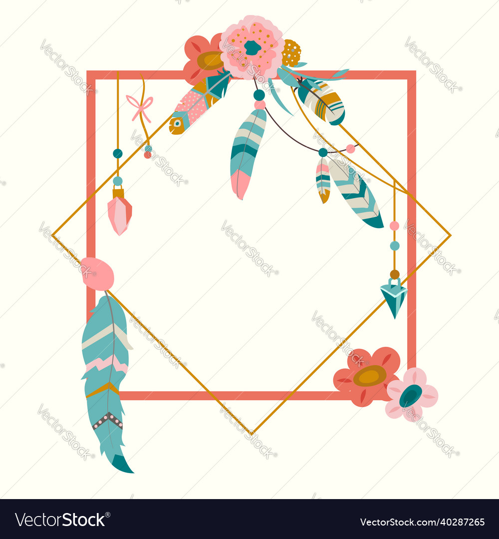 Boho frame flat design Royalty Free Vector Image