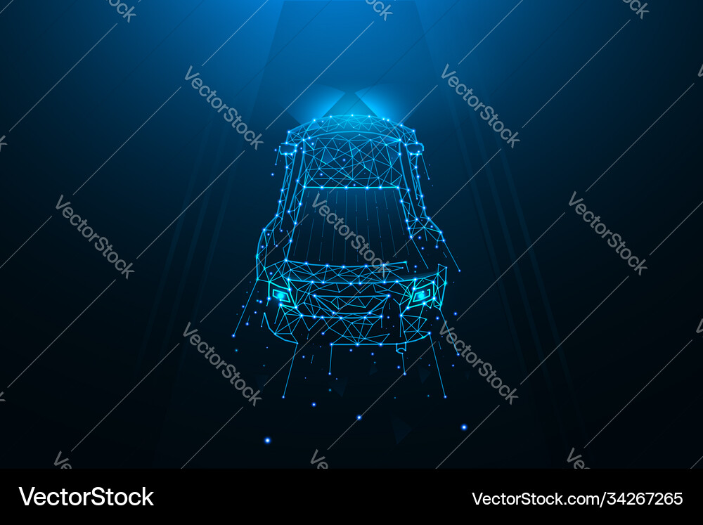 Car driving on road polygonal a made Royalty Free Vector