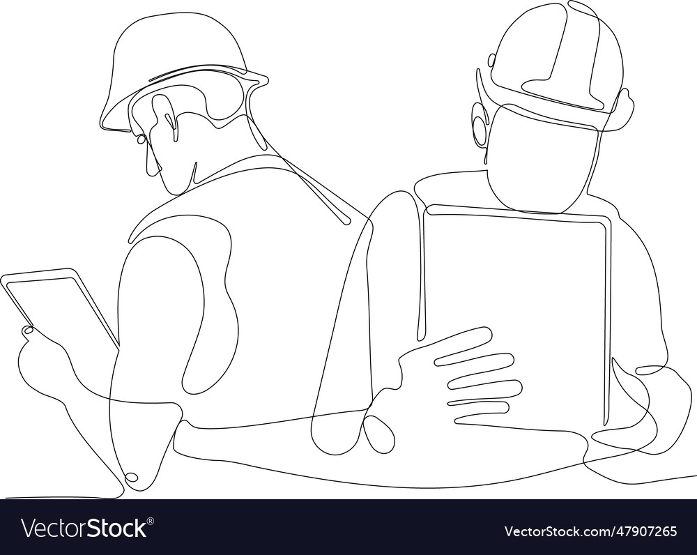 Construction manager and engineer working Vector Image