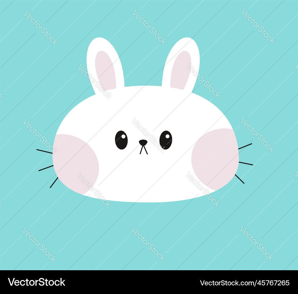 Cute white bunny rabbit hare face icon kawaii Vector Image