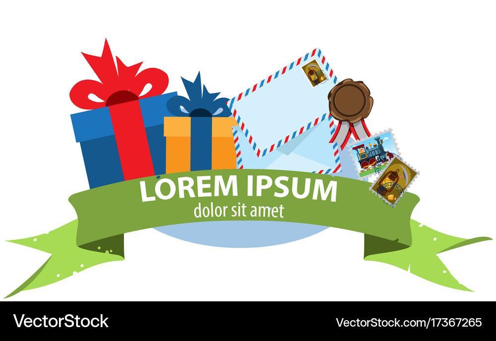 Gifts and envelopes post office banner logo Vector Image