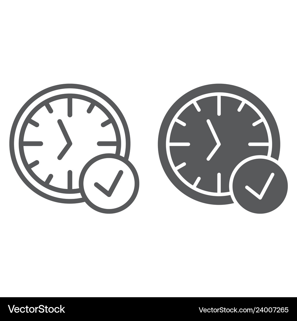 In-time line and glyph icon watch countdown Vector Image