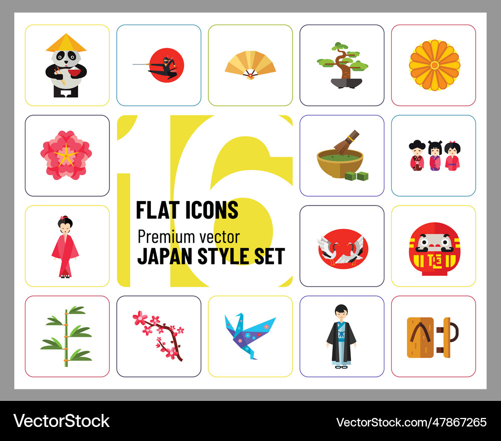 Japan style icon set Royalty Free Vector Image