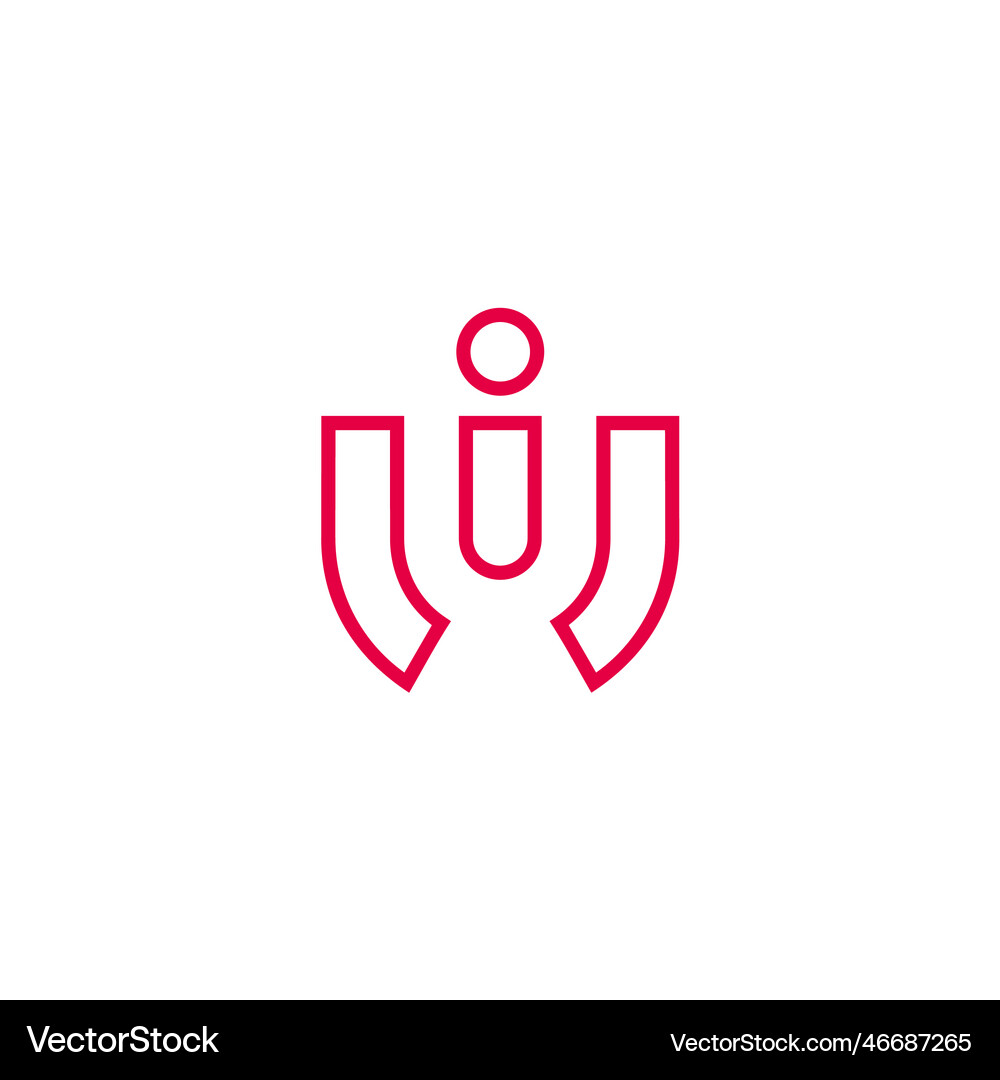 Letter iu outline simple geometric logo Royalty Free Vector
