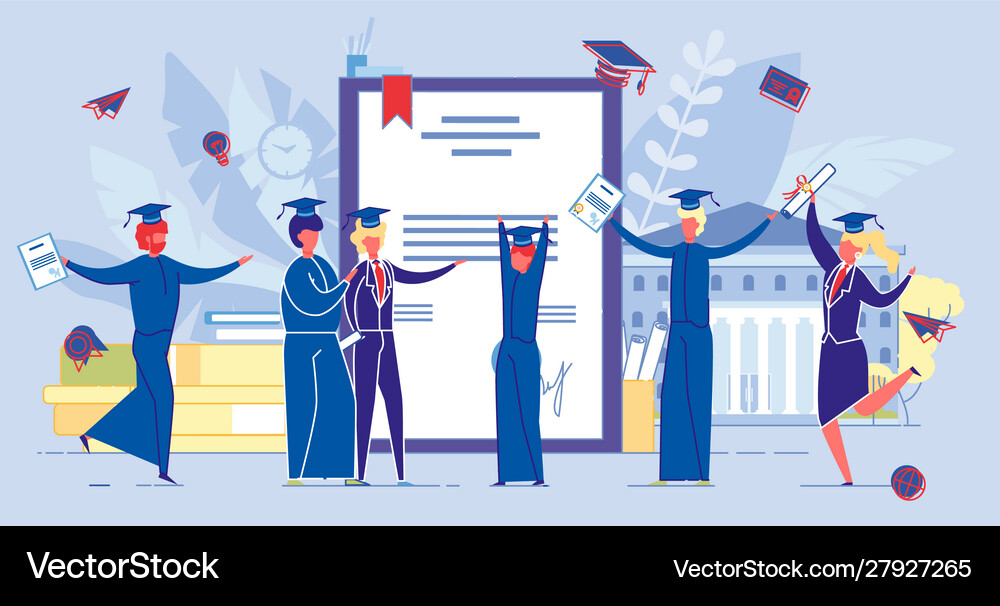 People get diploma certificate finish university Vector Image