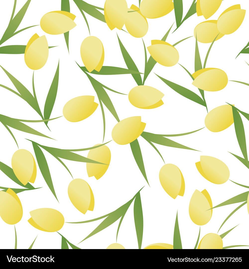 Seamless pattern tulip flowers and leaves on Vector Image