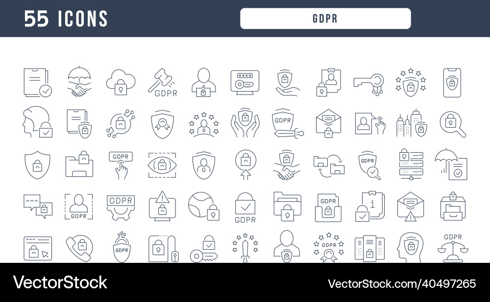 Set of linear icons gdpr Royalty Free Vector Image