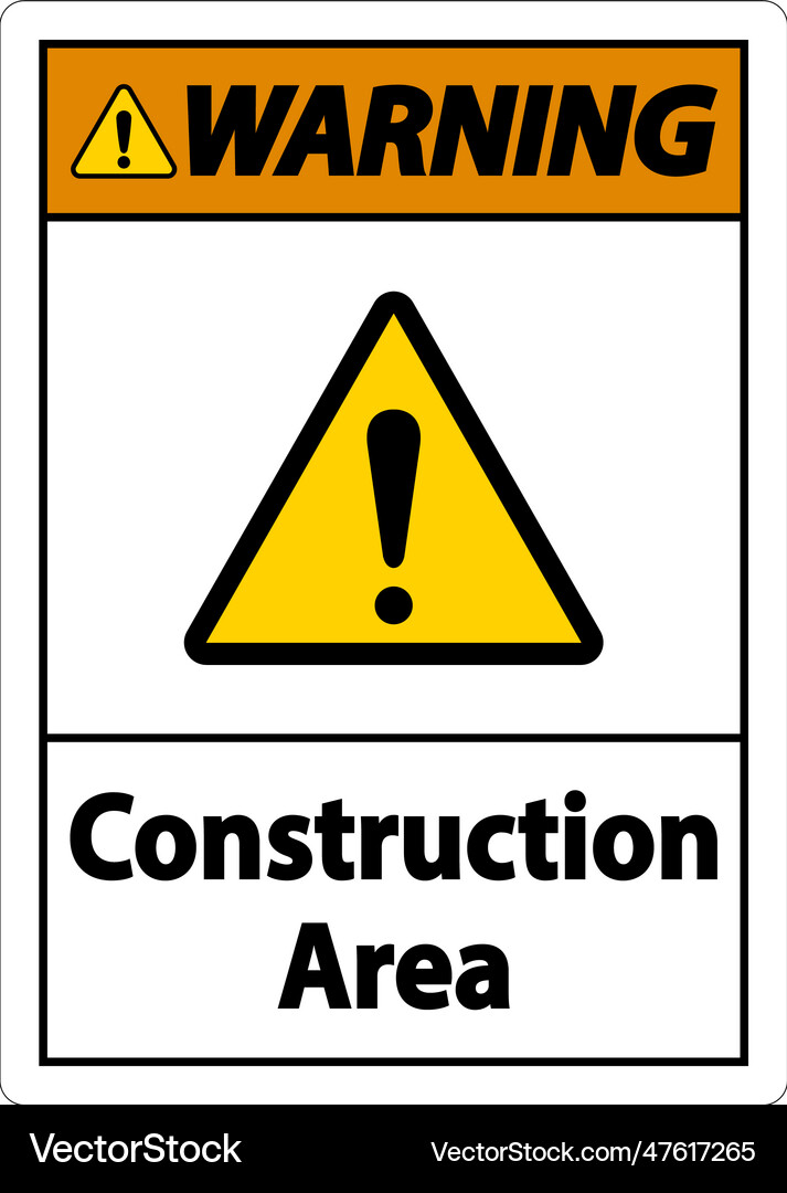 Warning construction area symbol sign on white Vector Image