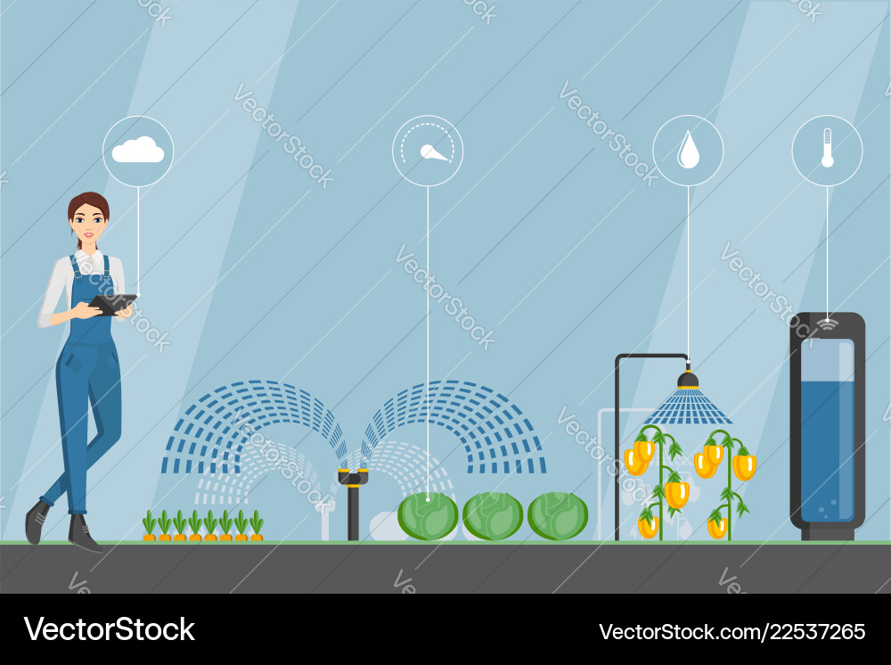 Woman farmer with tablet Royalty Free Vector Image