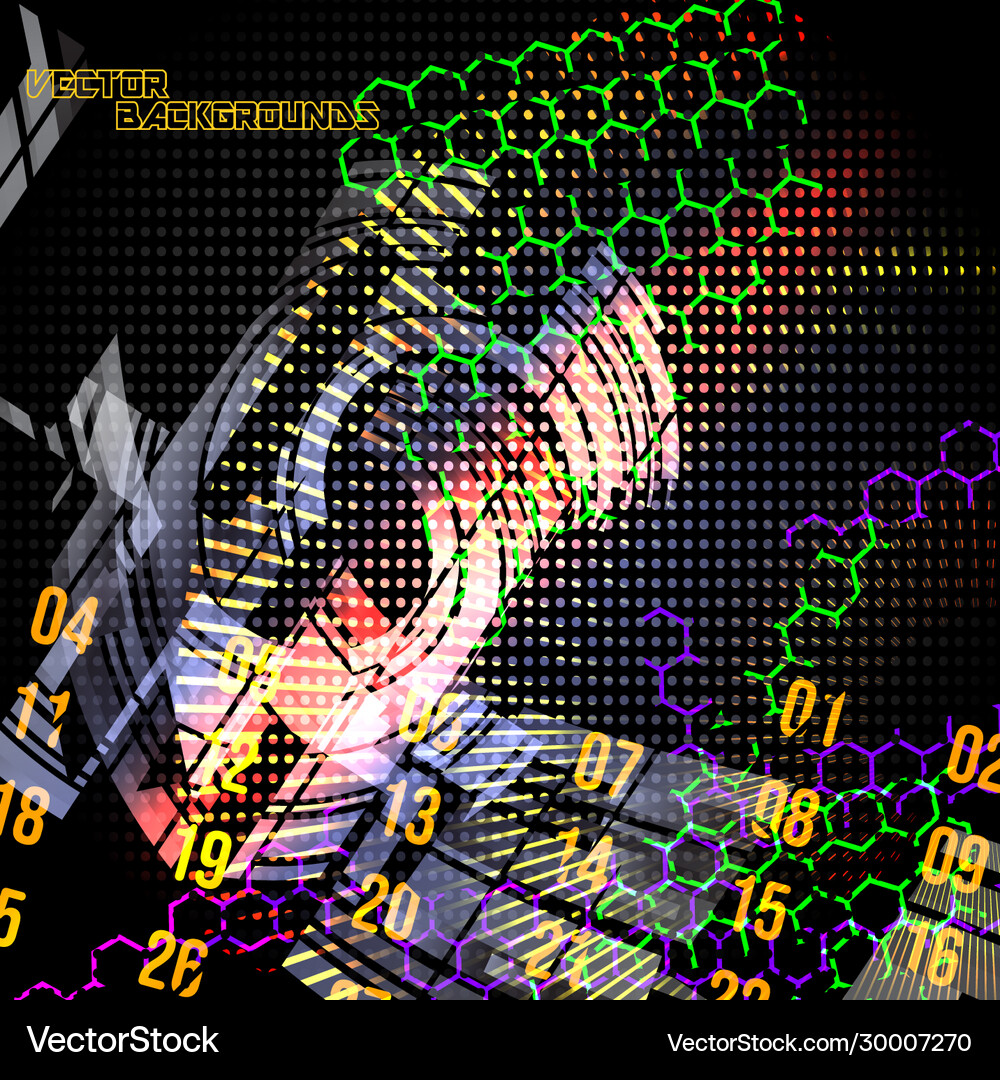 Abstract colors number motion on a black Vector Image