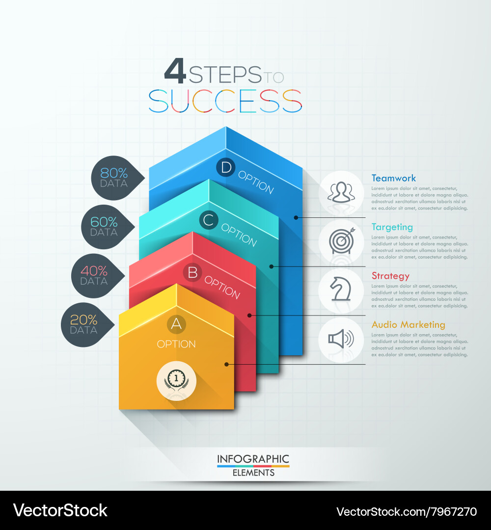 Arrow staircase diagram business step options Vector Image