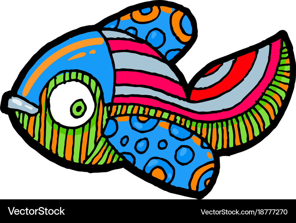 Cartoon comics sea or river fish Royalty Free Vector Image