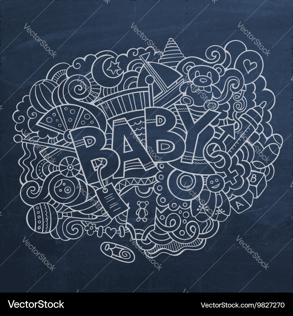 Cartoon hand drawn doodle baby Royalty Free Vector Image