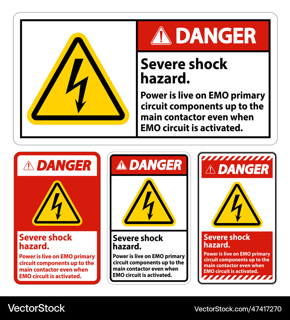 Danger severe shock hazard sign on white Vector Image