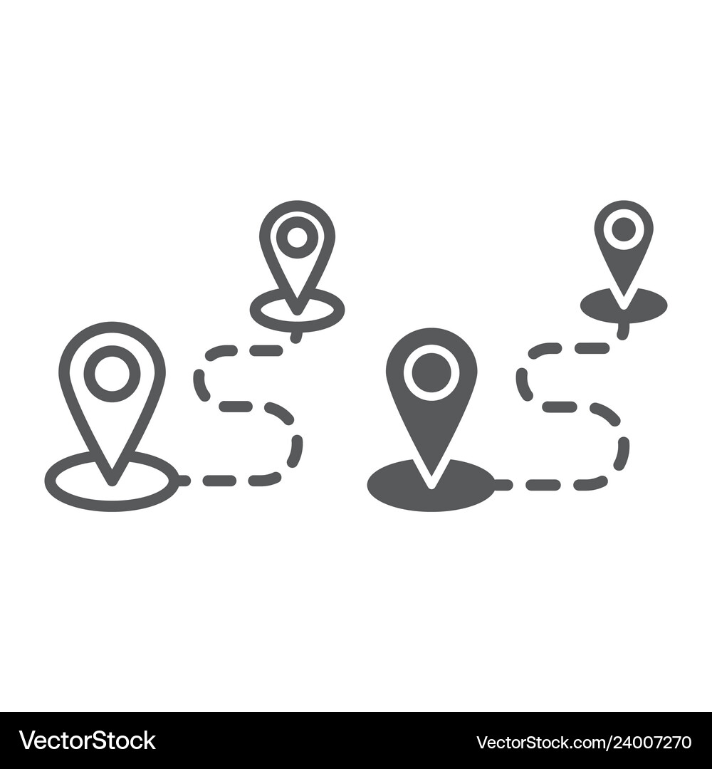 Destination line and glyph icon map location Vector Image