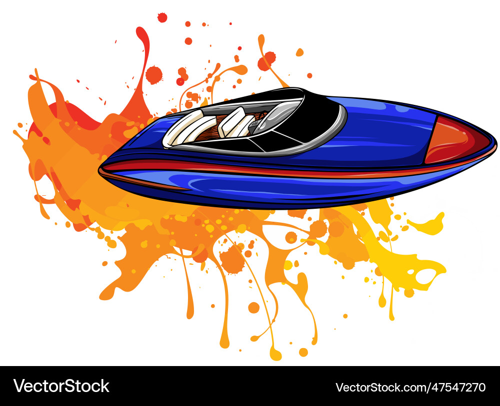 Fast motorboat speedboat water Royalty Free Vector Image