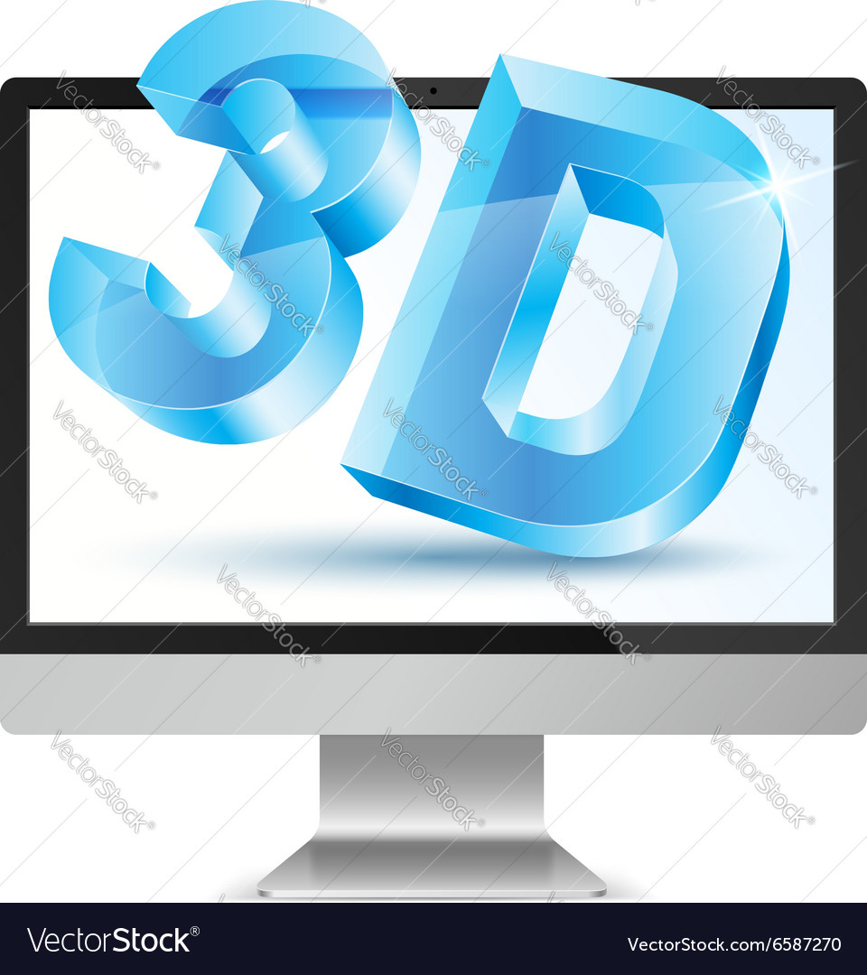 Full HD Computer Monitor Royalty Free Vector Image