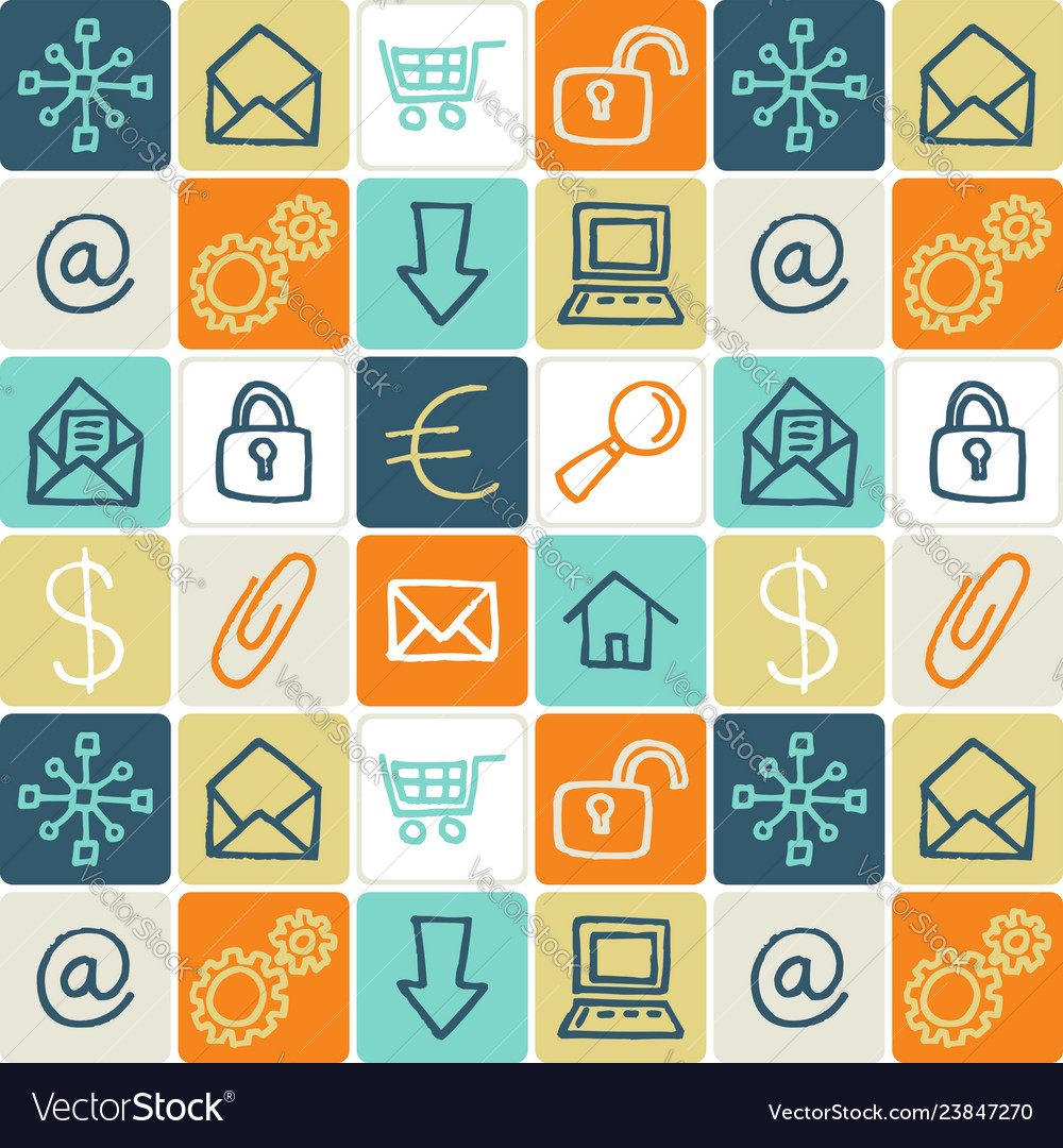 Hand drawn icons set - internet Royalty Free Vector Image