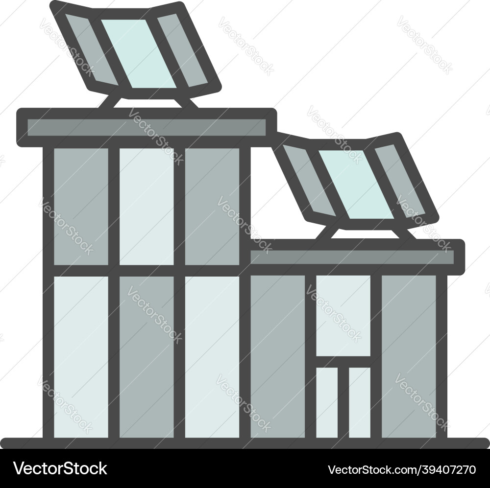 House solar panel icon color outline Royalty Free Vector