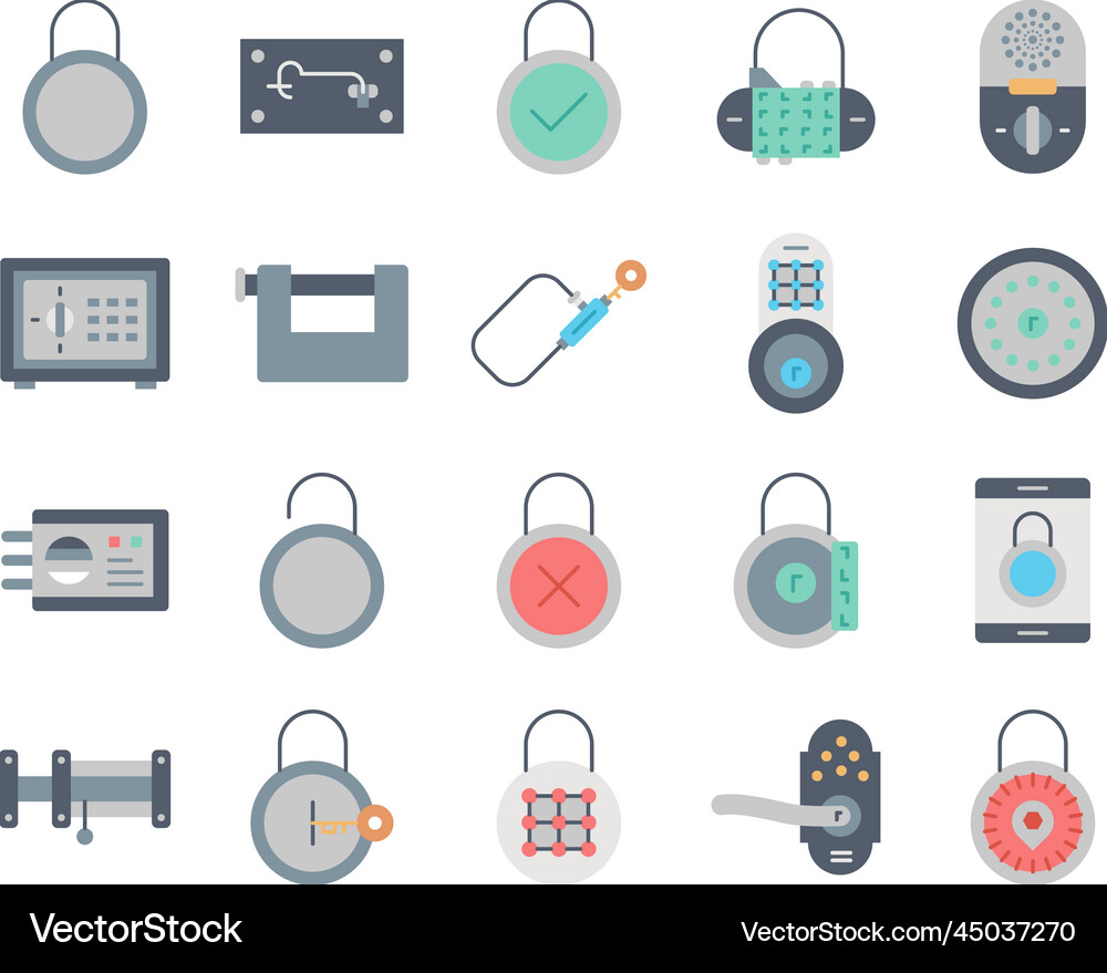 Icons set of locks Royalty Free Vector Image - VectorStock