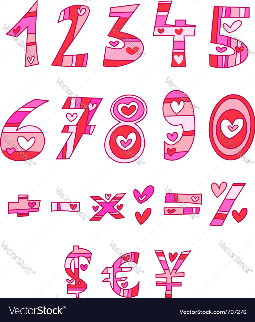 Love numbers Royalty Free Vector Image - VectorStock