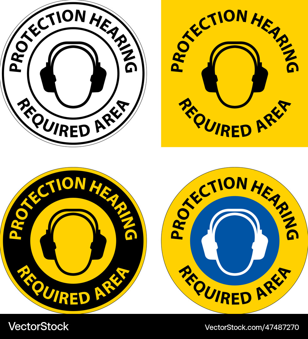 Notice double hearing protection sign on white Vector Image