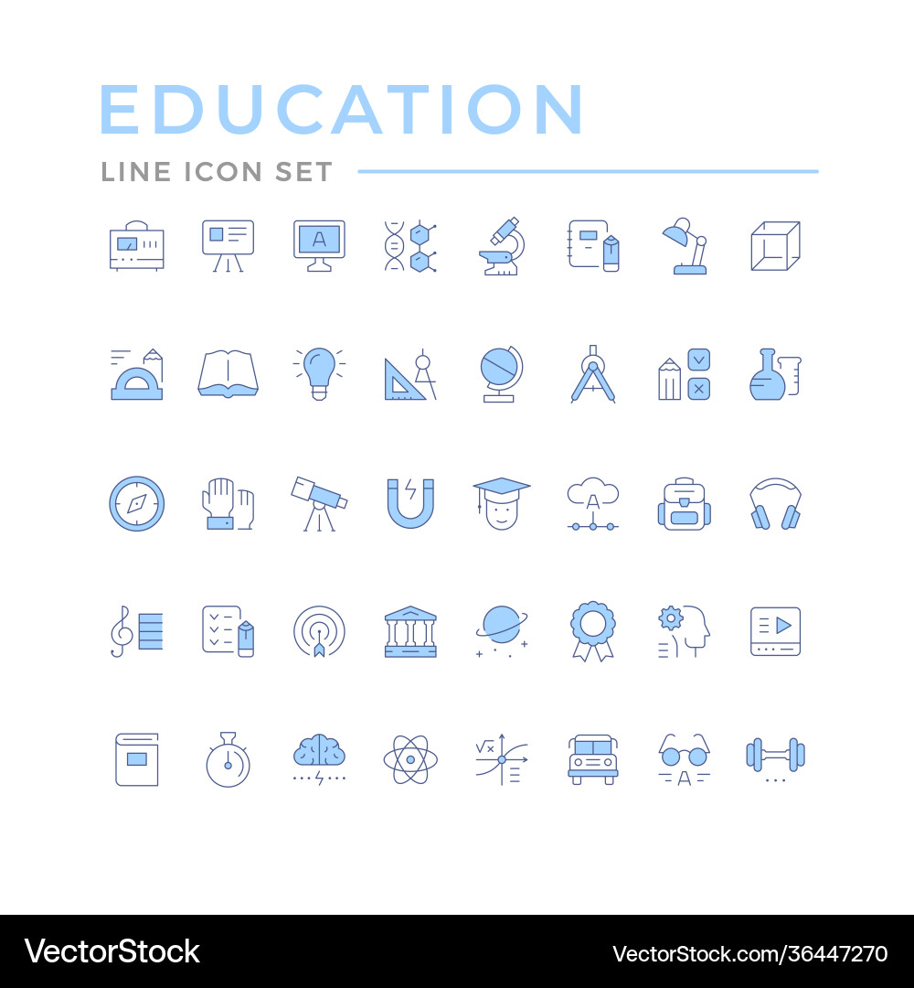 Set color line icons education Royalty Free Vector Image