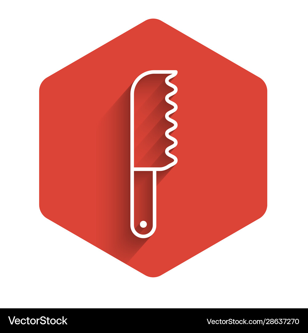 White line bread knife icon isolated with long Vector Image