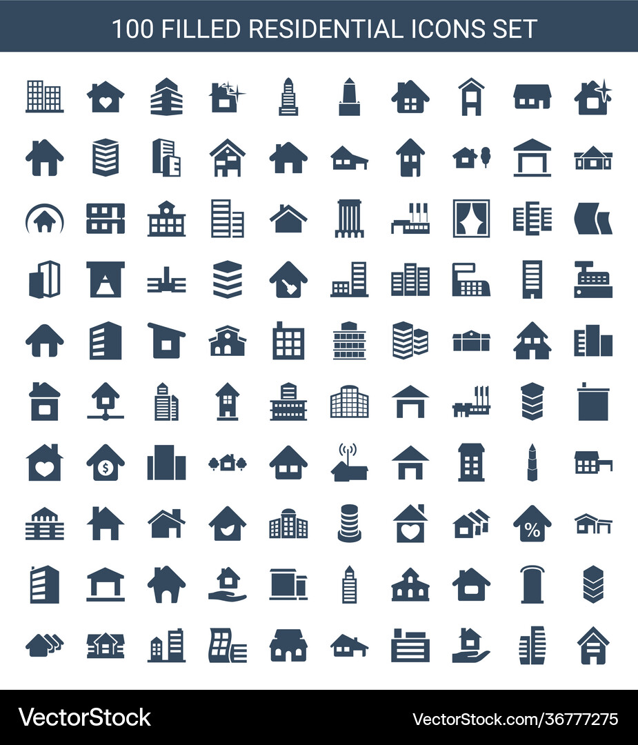 100 residential icons Royalty Free Vector Image