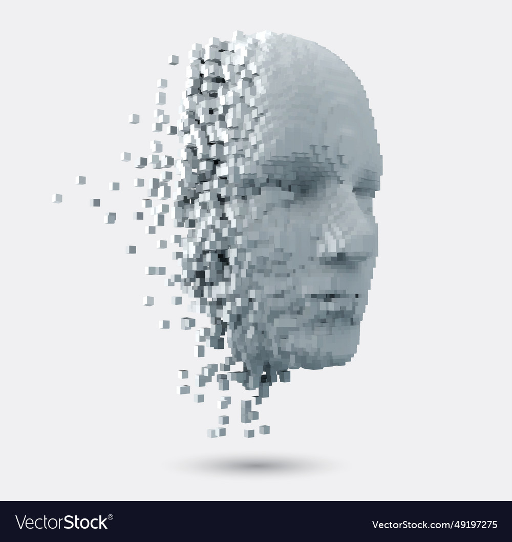 Abstract disintegrating human face Royalty Free Vector Image Abstract disintegrating human face Royalty Free Vector Image