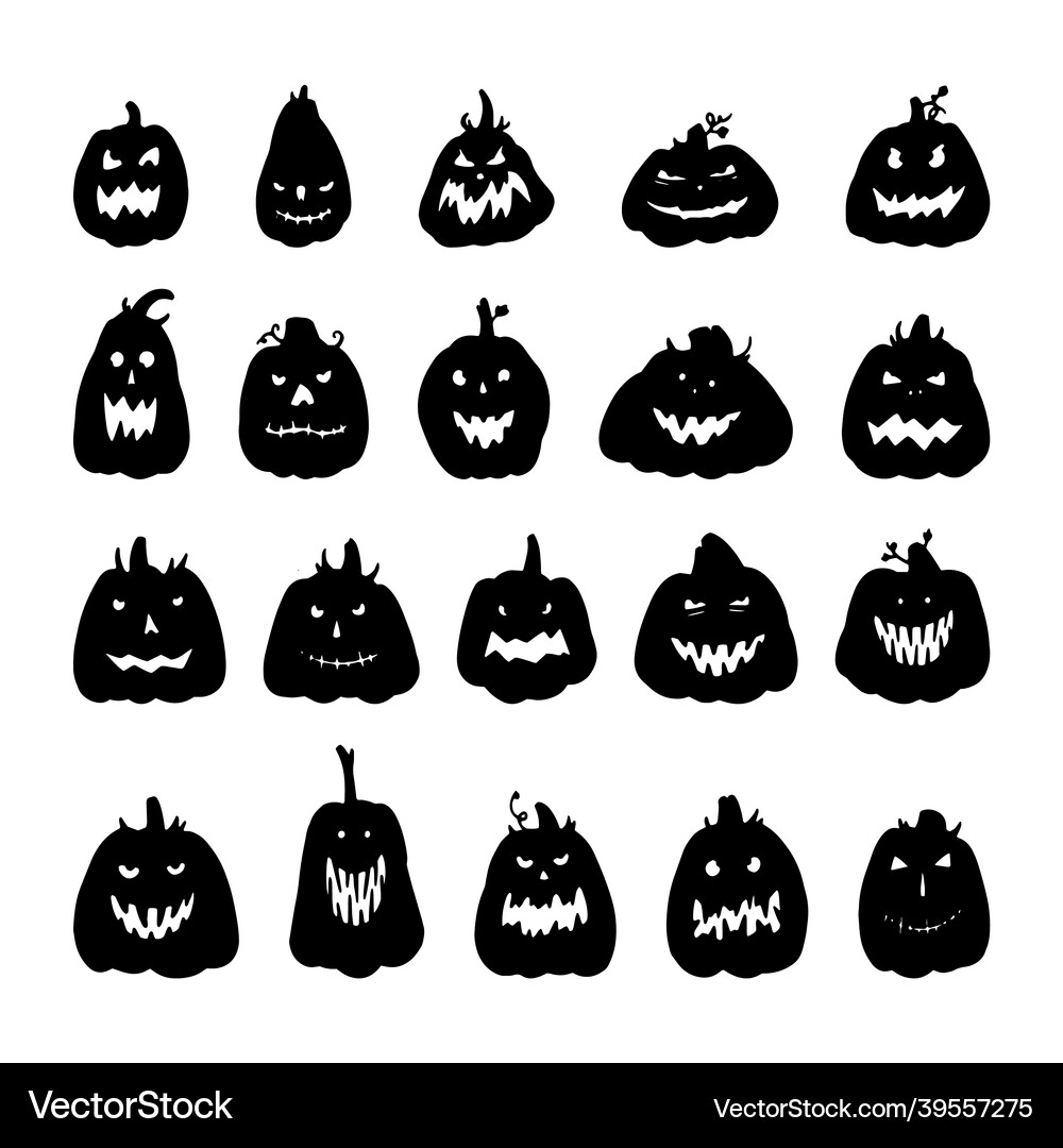 Assembly of different halloween pumpkins Vector Image