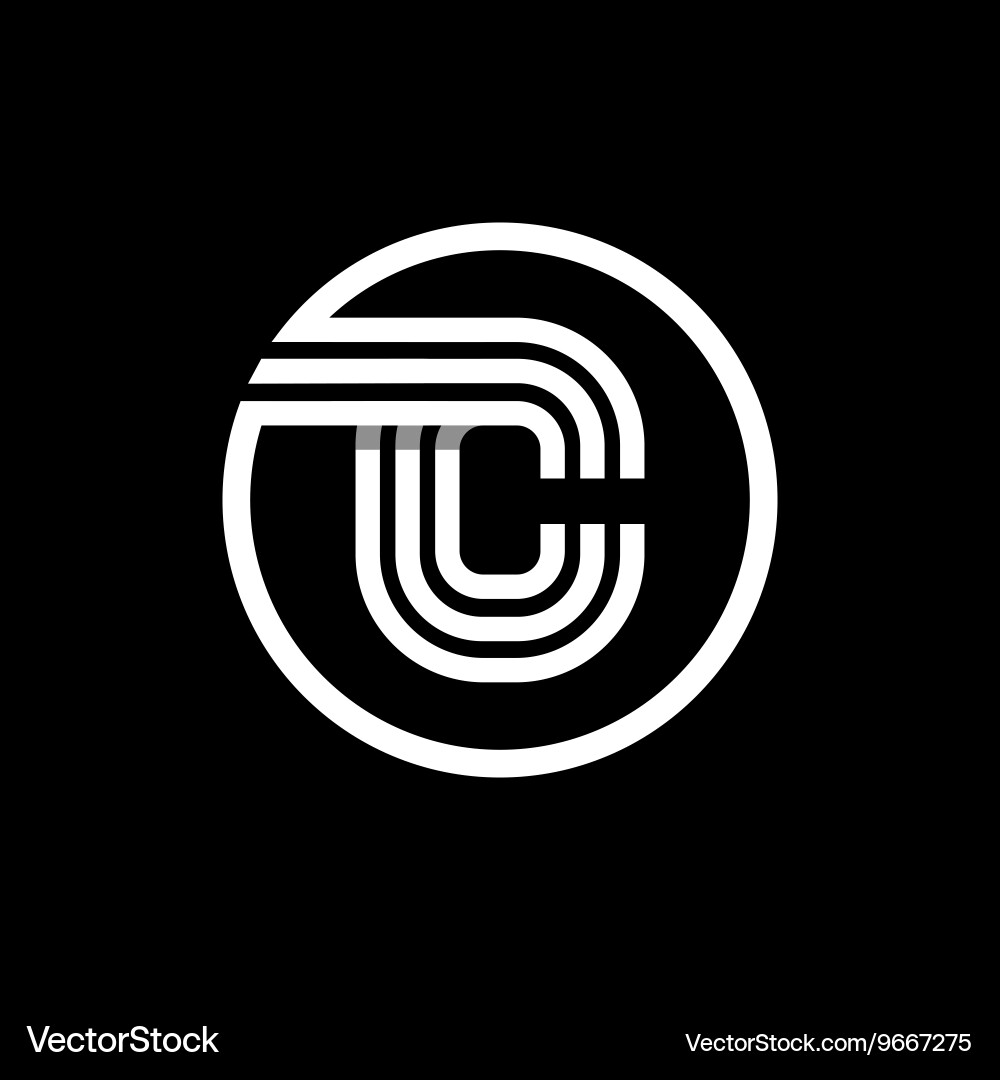 C capital letter three white stripes enclosed Vector Image