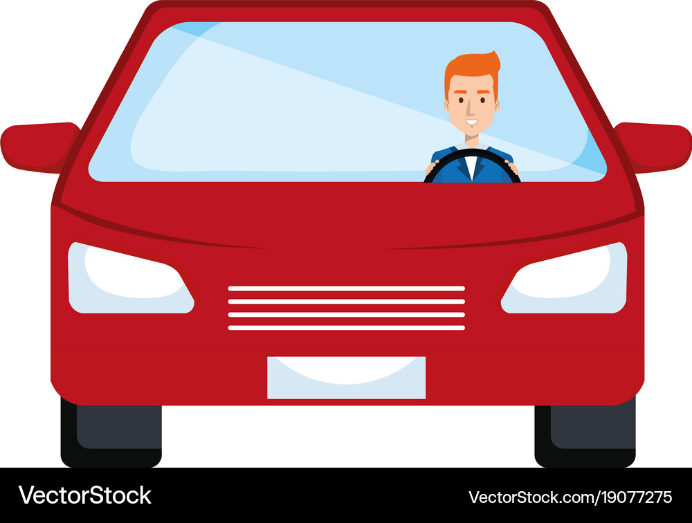 Car vehicle with driver isolated icon Royalty Free Vector