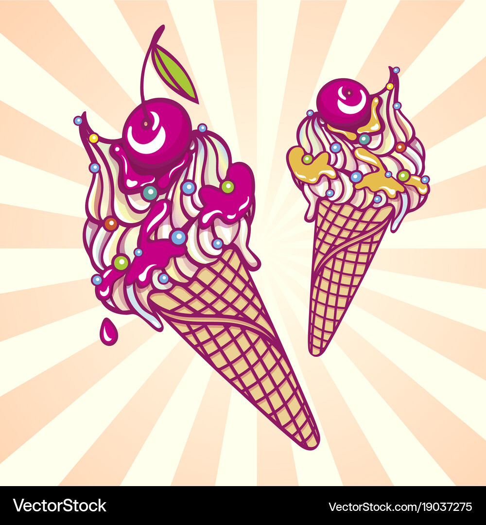 Colorful ice cream with cherry summertime c Vector Image
