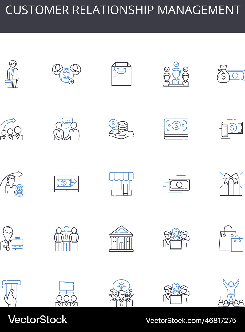 Customer relationship management line icons Vector Image
