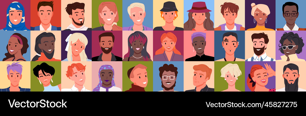 Diverse Team Avatars - Square Portraits Royalty Free Vector