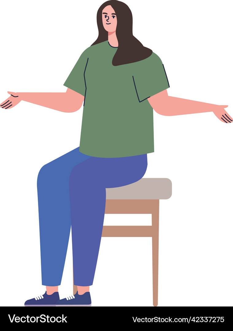 Girl young seated Royalty Free Vector Image - VectorStock