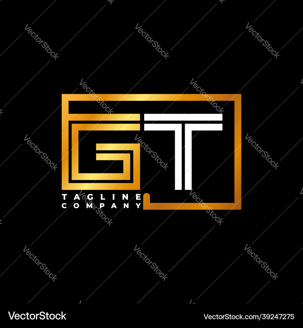 Gt letter golden shape line Royalty Free Vector Image