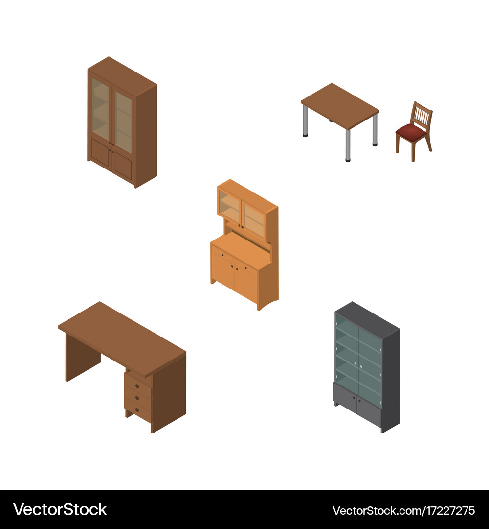 Isometric design set of cupboard cabinet Vector Image