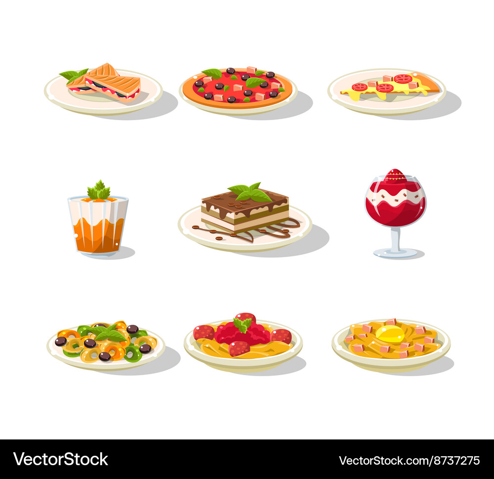 Italian food icon set Royalty Free Vector Image