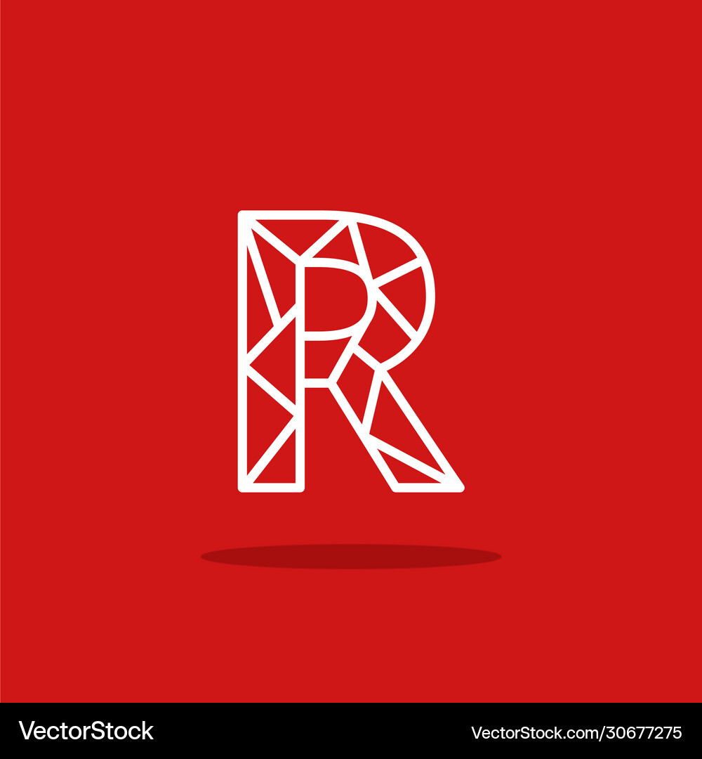 Logo letter lines red white r Royalty Free Vector Image