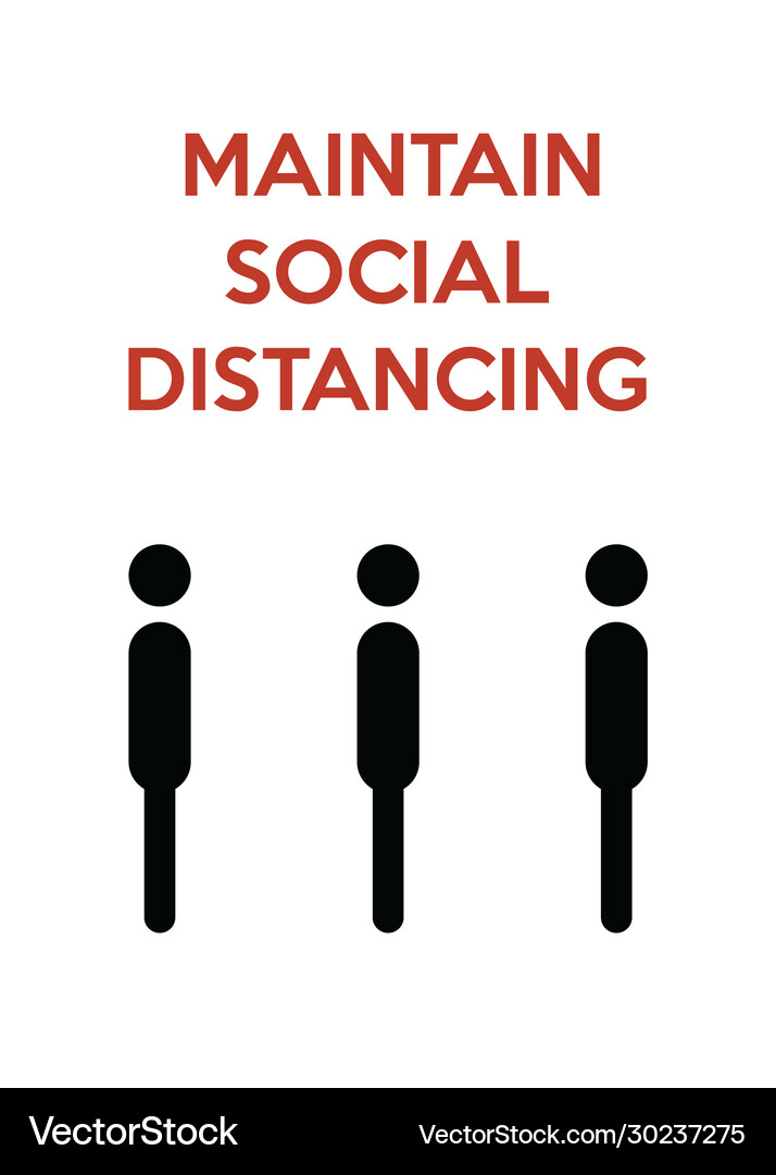Maintain social distancing minimalist poster for Vector Image