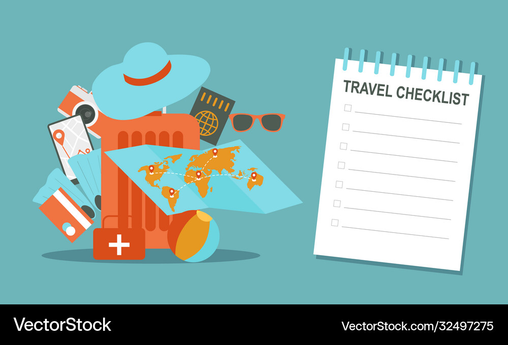 Packing list travel planning logo Royalty Free Vector Image