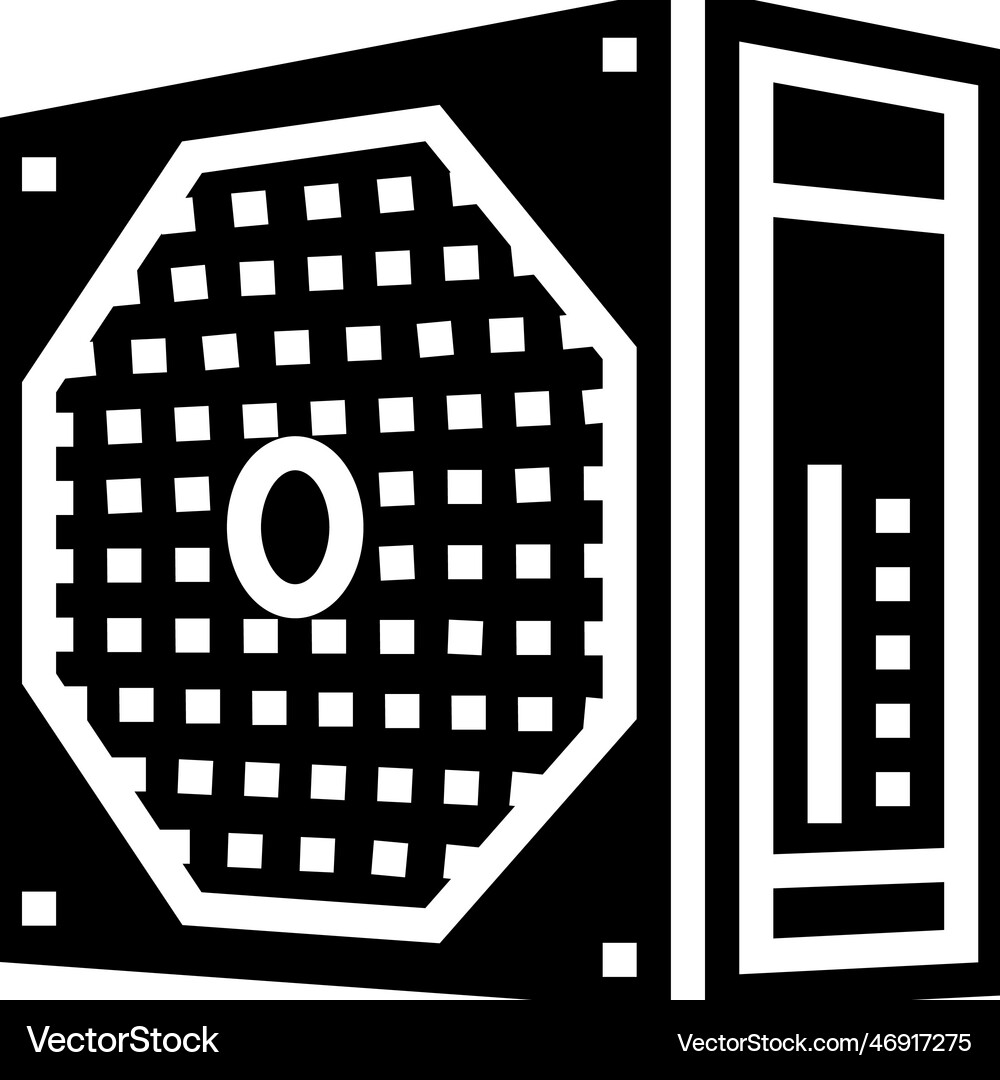 Power supply gaming pc glyph icon Royalty Free Vector Image