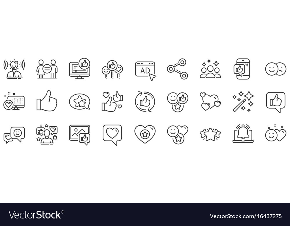 Social media line icons set of share network Vector Image Social media line icons set of share network Vector Image