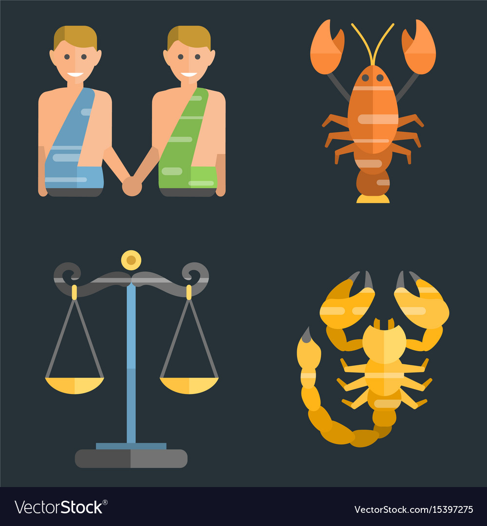 Zodiac Signs Flat Set Horoscope Symbols Star Vector Image