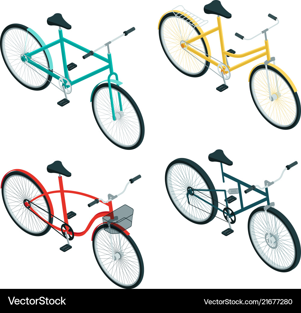 Bicycles isometric various types of bikes Vector Image