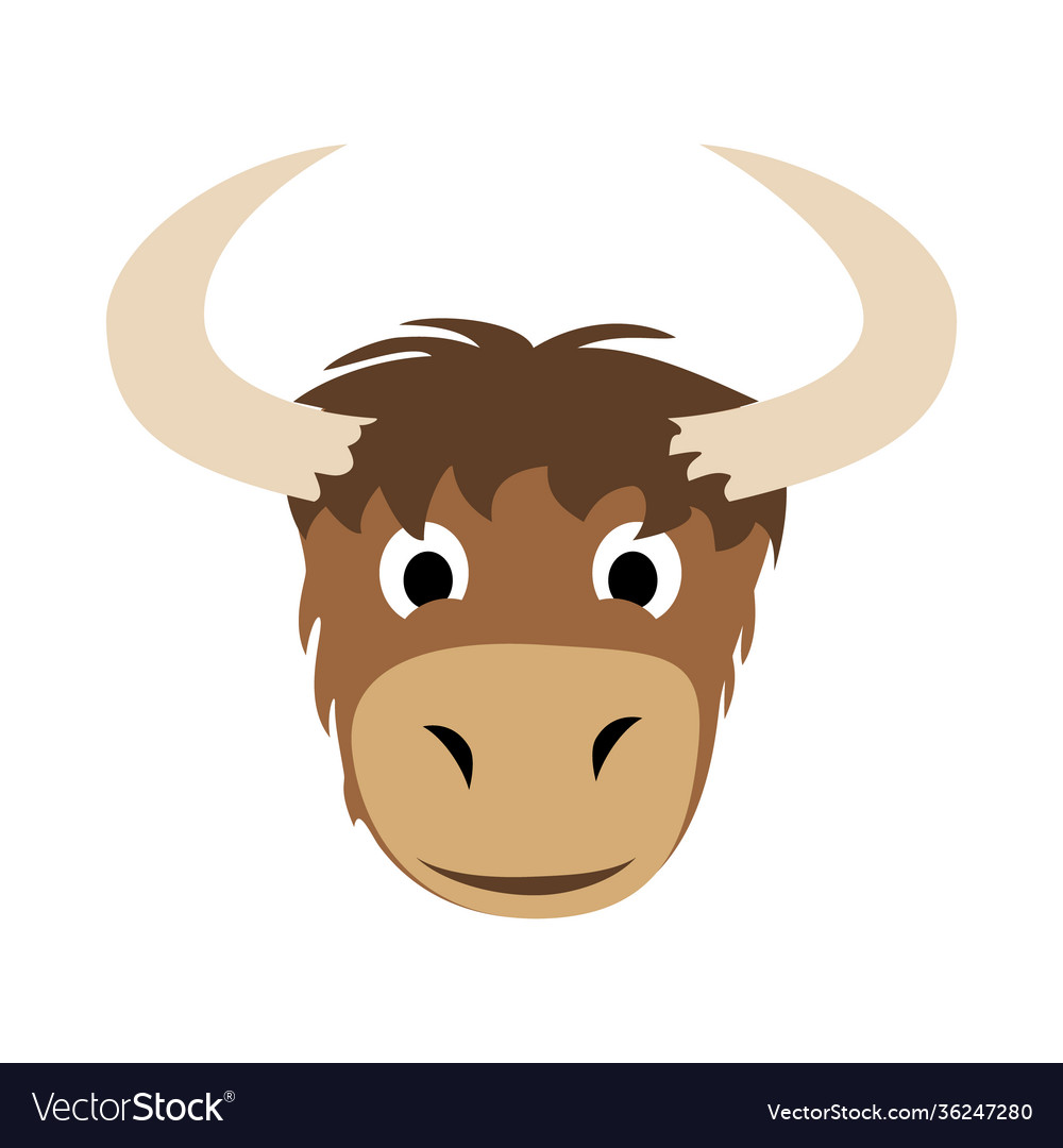 Cartoon yak head isolated on white background Vector Image