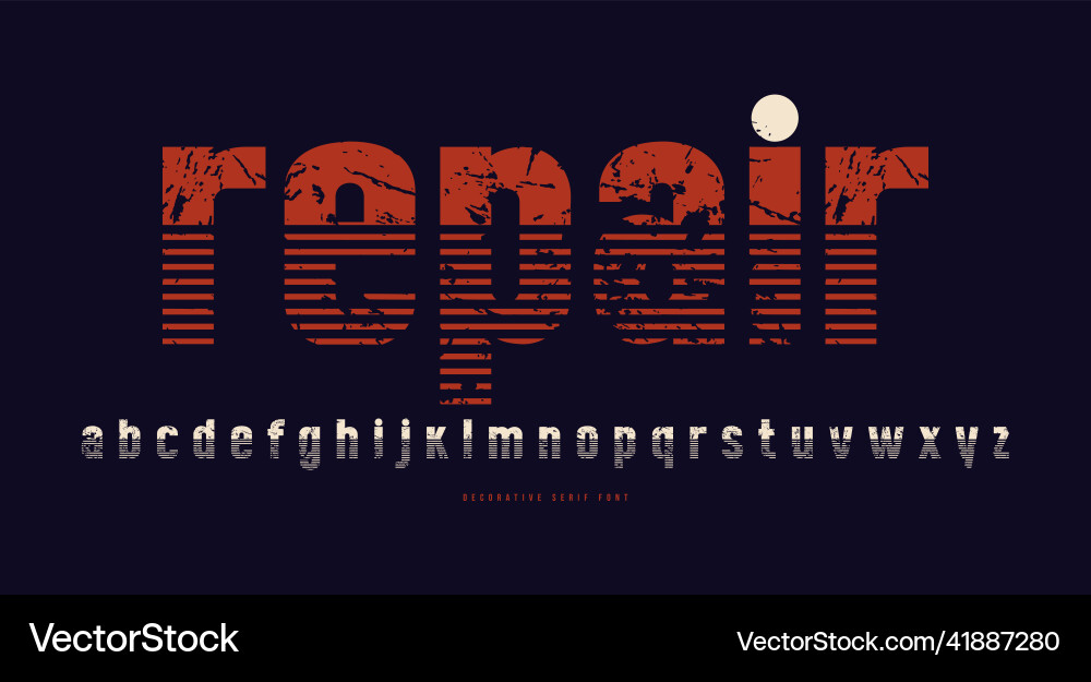 Decorative sans serif font with striped decor Vector Image
