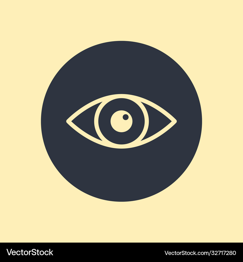 Eye icon - symbol in flat design on round Vector Image